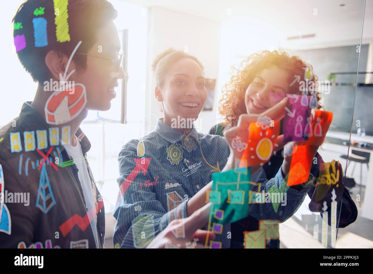 Team of happy people work together. concept of teamwork, partnership ...