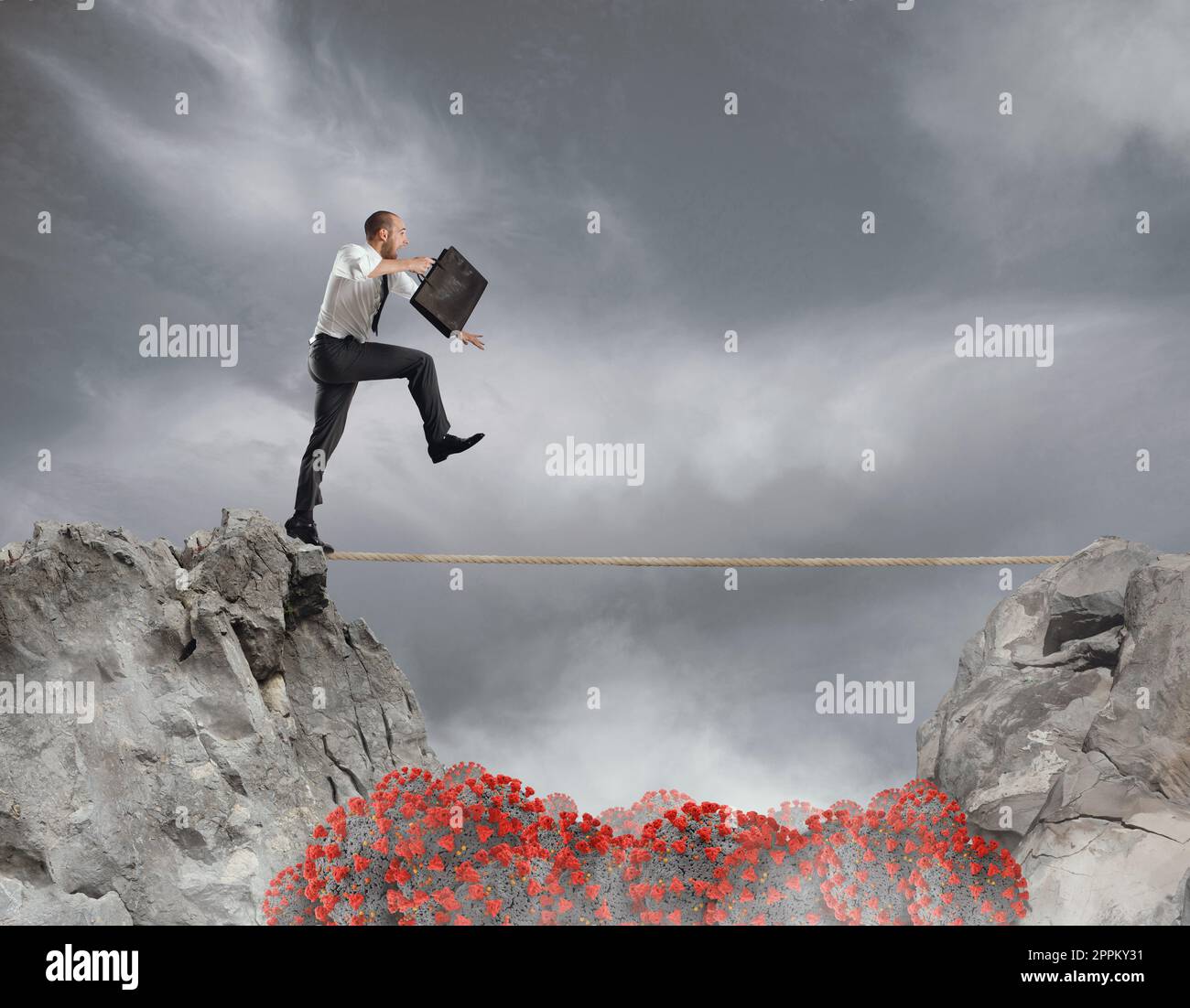 Man goes to work avoiding the virus infection Stock Photo - Alamy