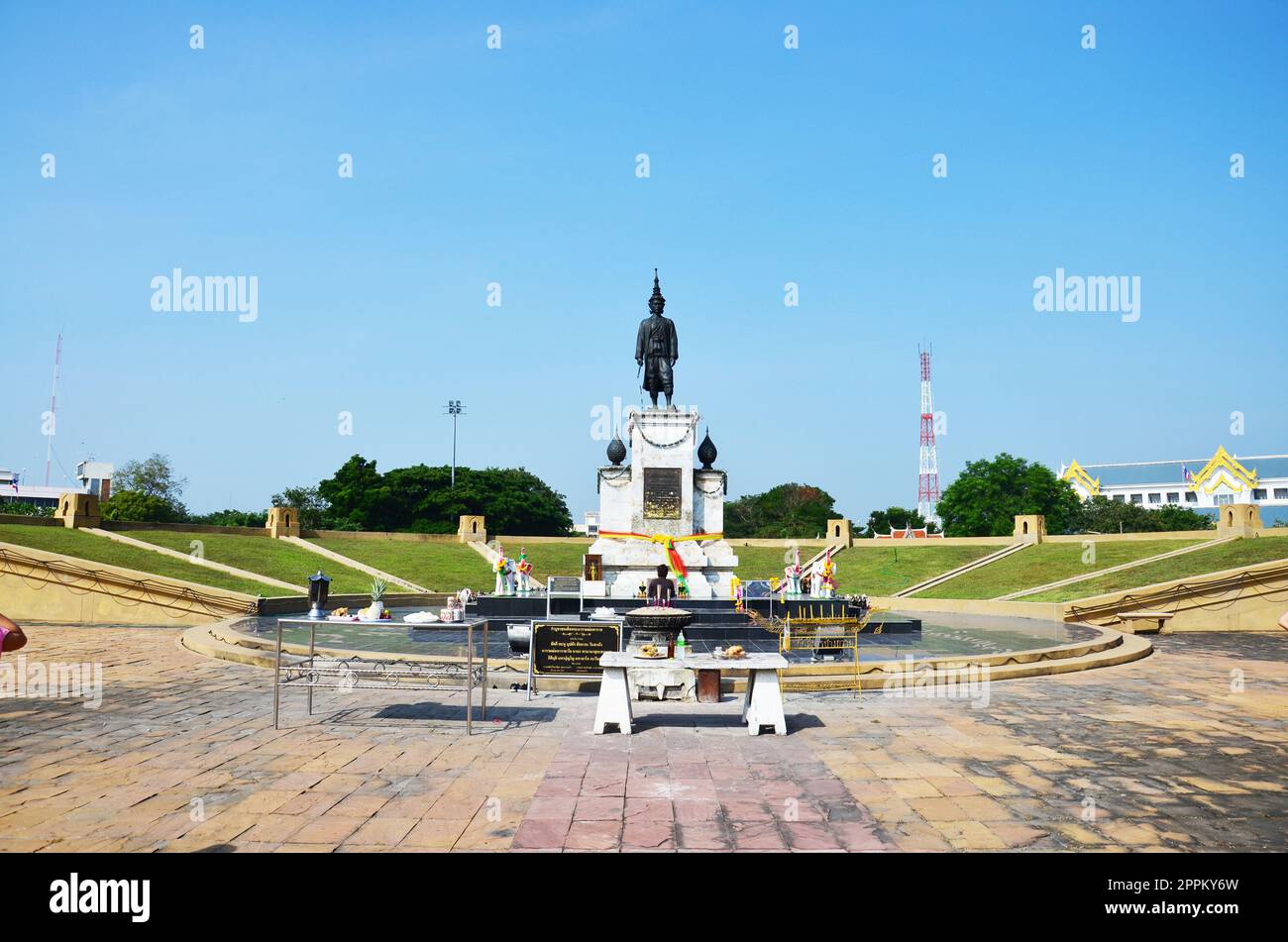King Somdet Phra Narai Maharat the Great Statue or Ramathibodi III monument at roundabout for ...