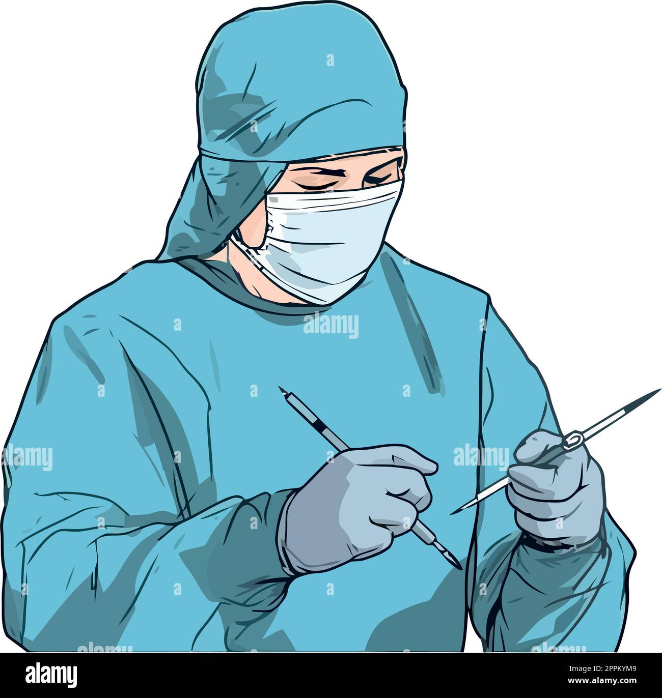 Expert surgeon in blue cap performs surgery Stock Vector Image & Art ...