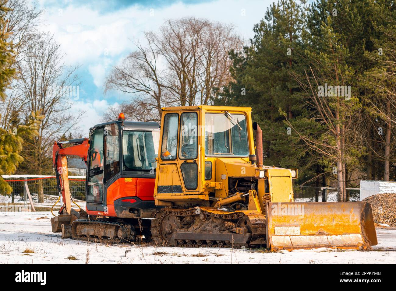 Heavy industrial machinery equipment at construction site Stock Photo ...