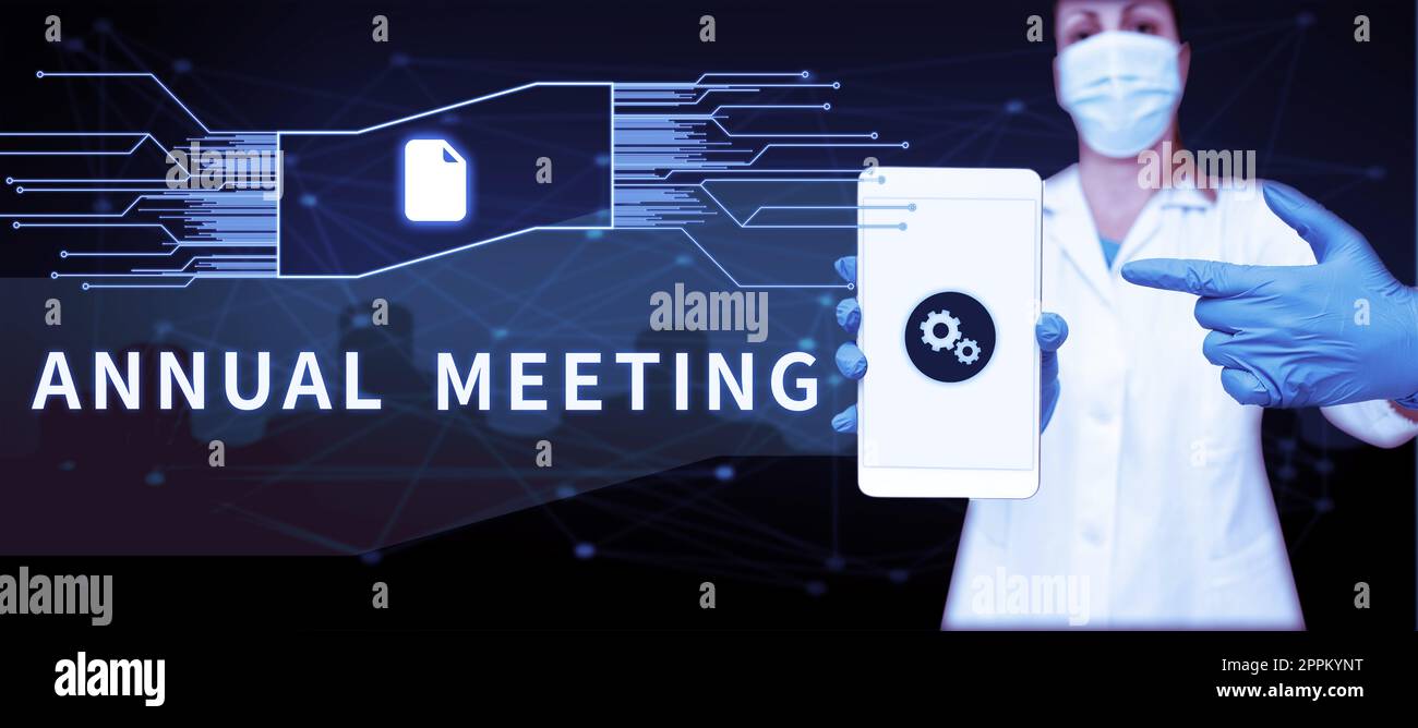 Inspiration showing sign Annual Meeting. Business overview Yearly ...