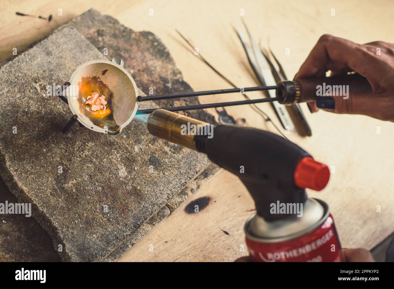 Close up melting metal for casting concept photo Stock Photo - Alamy