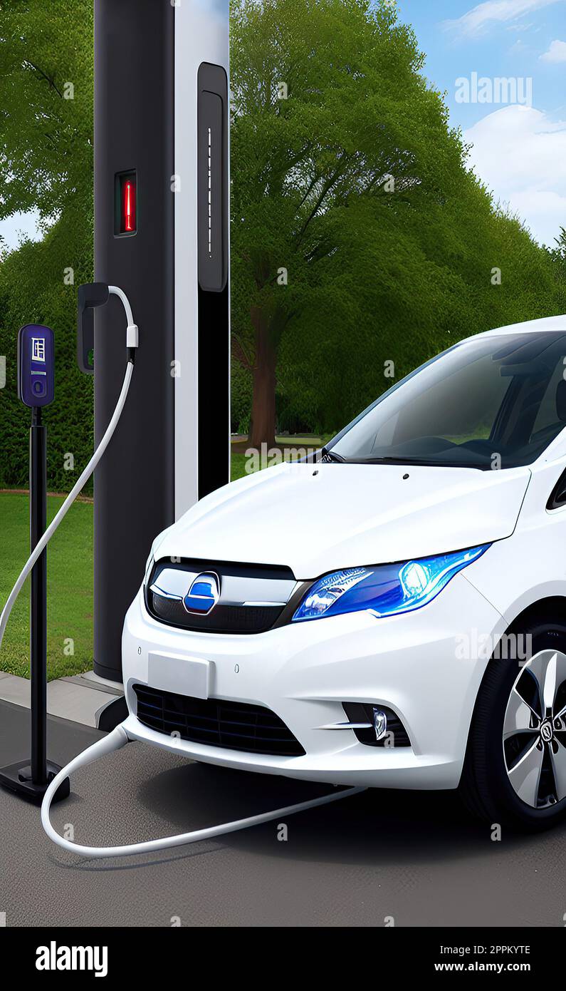 EV charging station for electric car in concept of green energy and eco ...