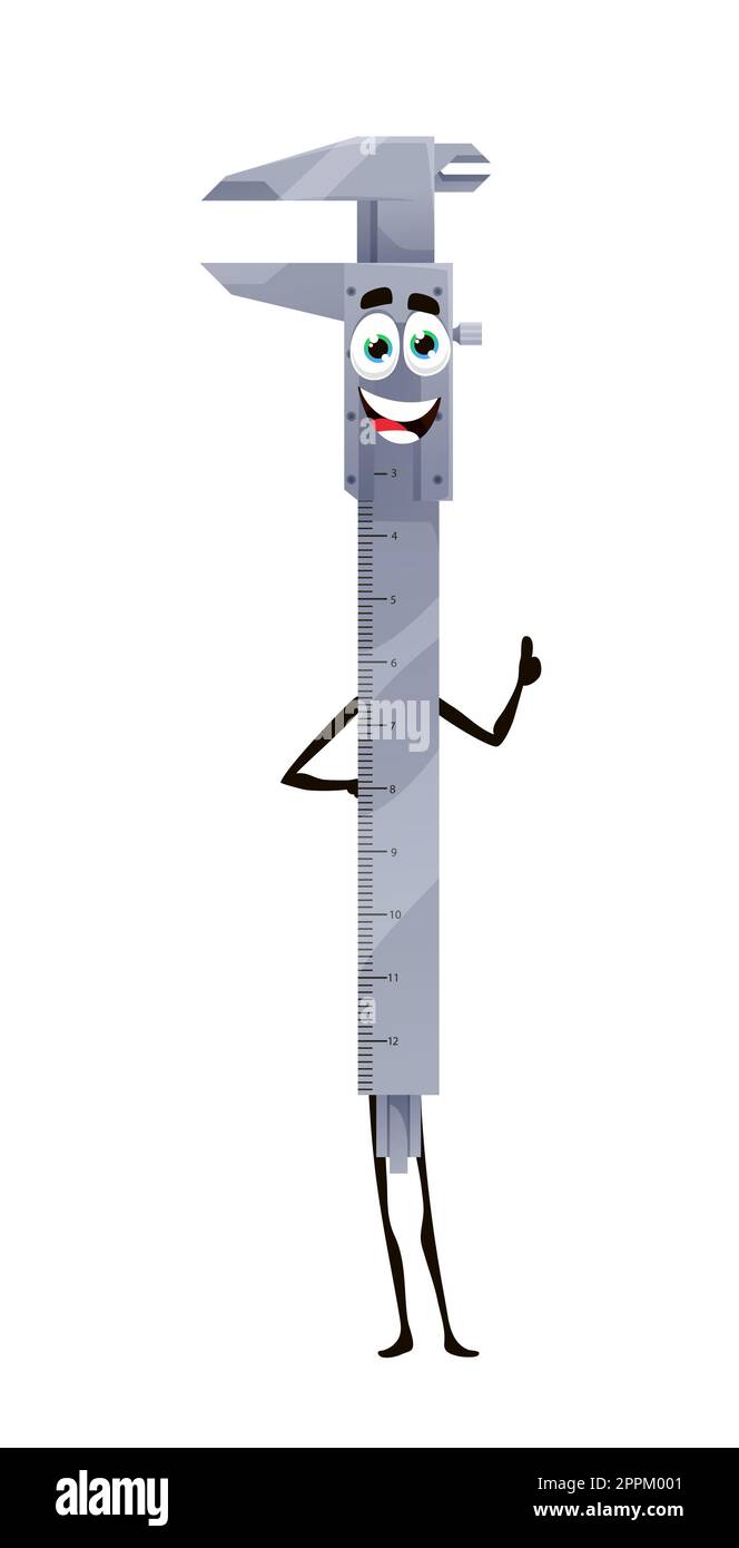 Cartoon calipers tool character, work instrument and measure equipment ...