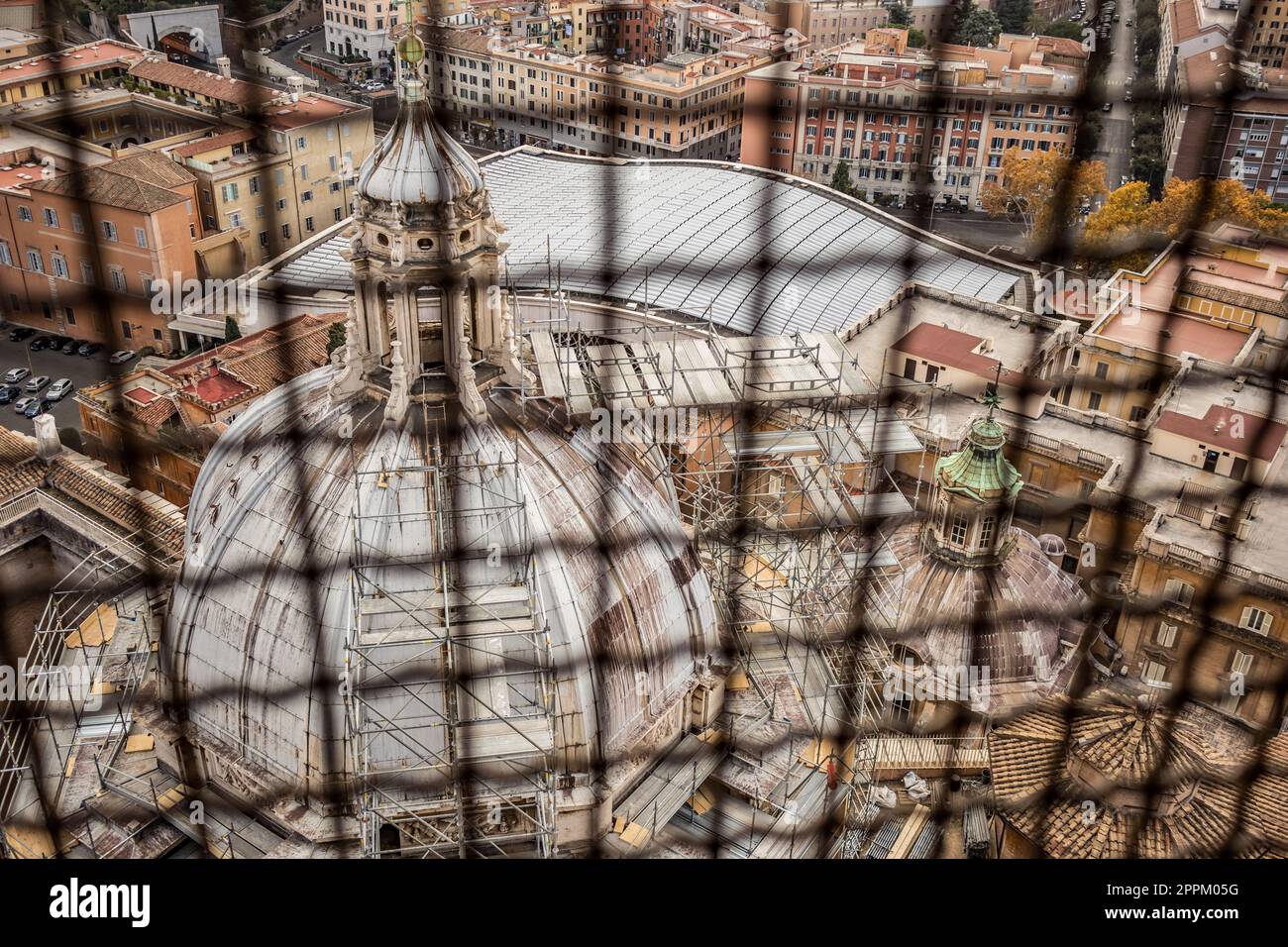 Vatican City, St. Peter's Basilica Dome terrace tour view in sunny ...