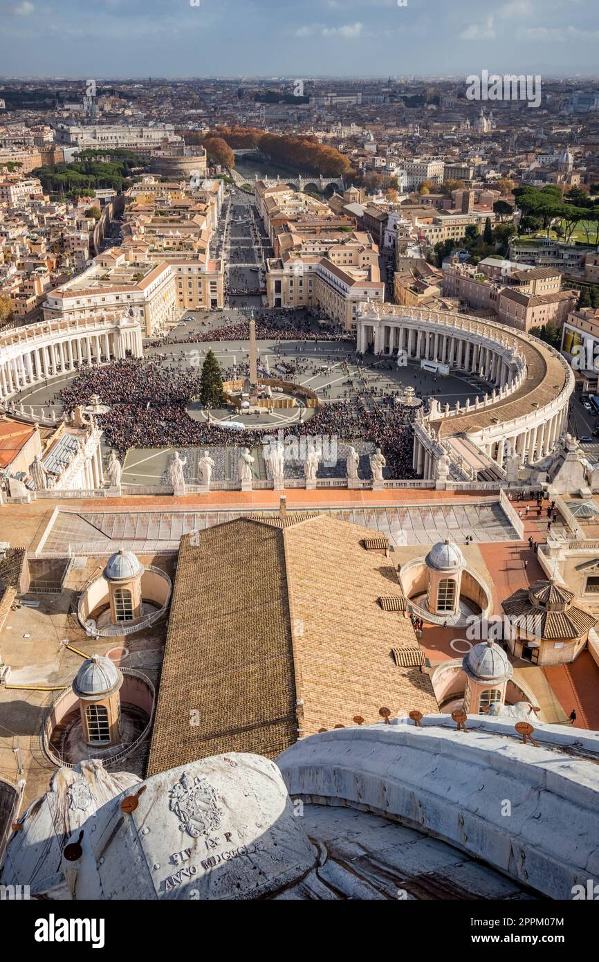 Vatican City, St. Peter's Basilica Dome terrace tour view in sunny beautiful day. One must-visit ...