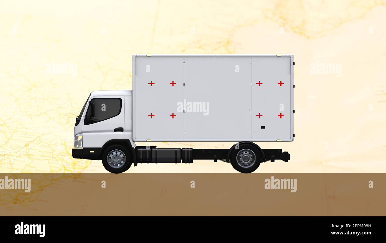 Delivery van animation with tracker points Stock Photo - Alamy