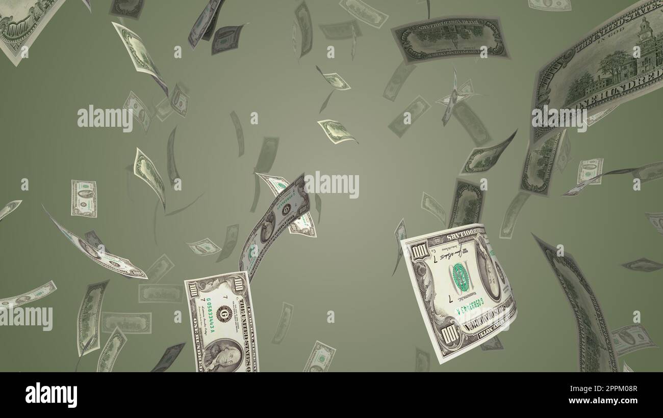 Dollar bills falling in slow motion Stock Photo - Alamy