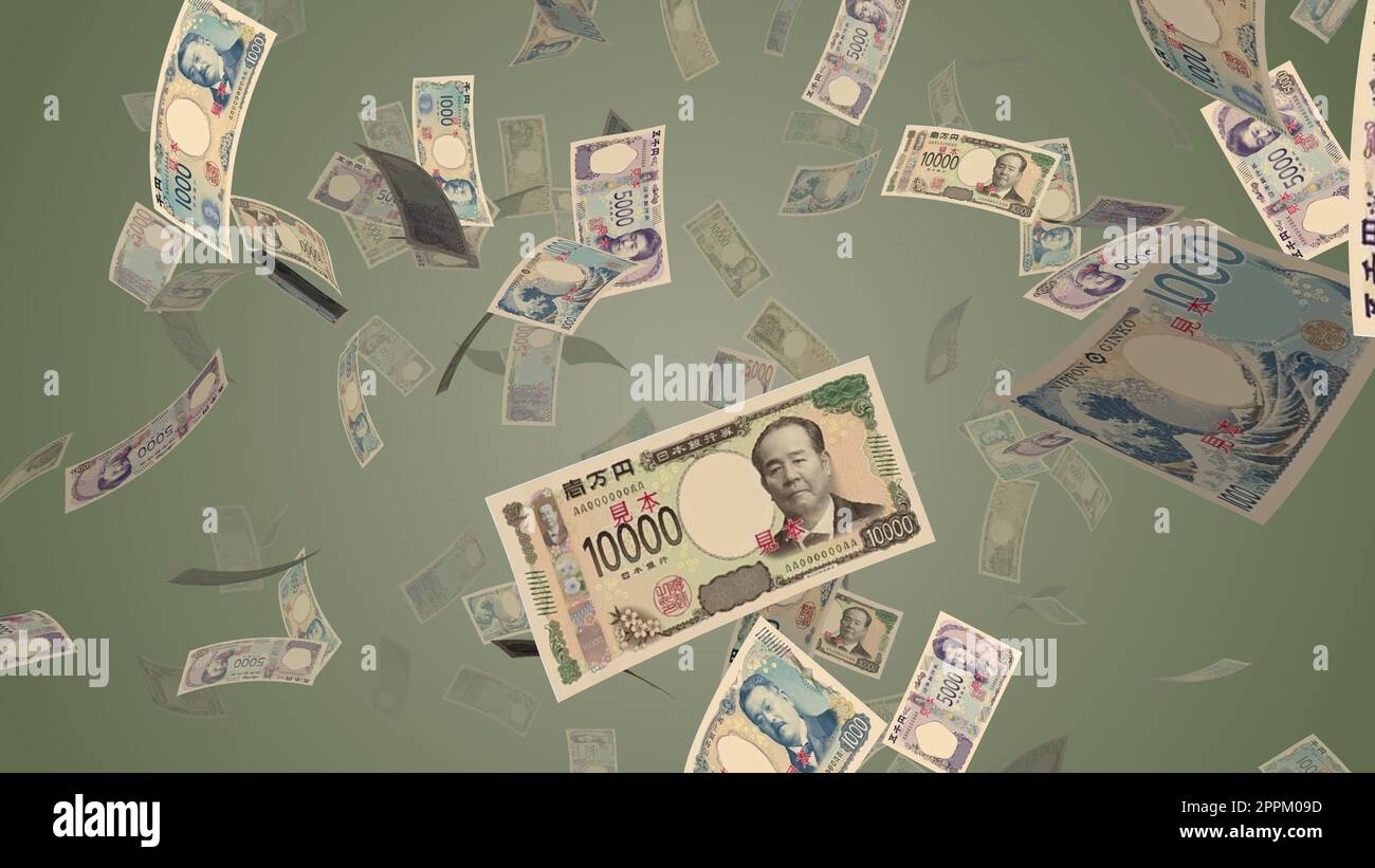 Japanese Yen falling in slow motion Stock Photo - Alamy