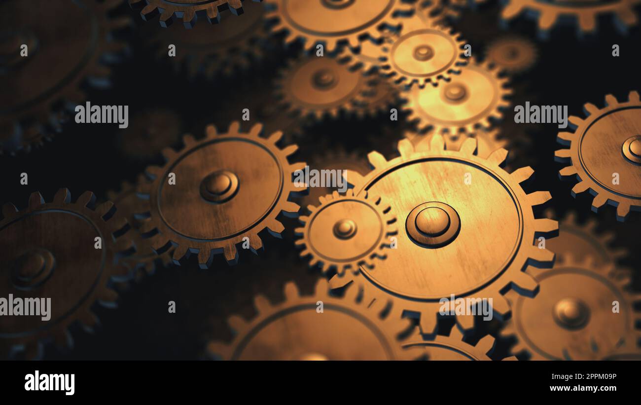 Machine metal gears rotating abstract Stock Photo - Alamy