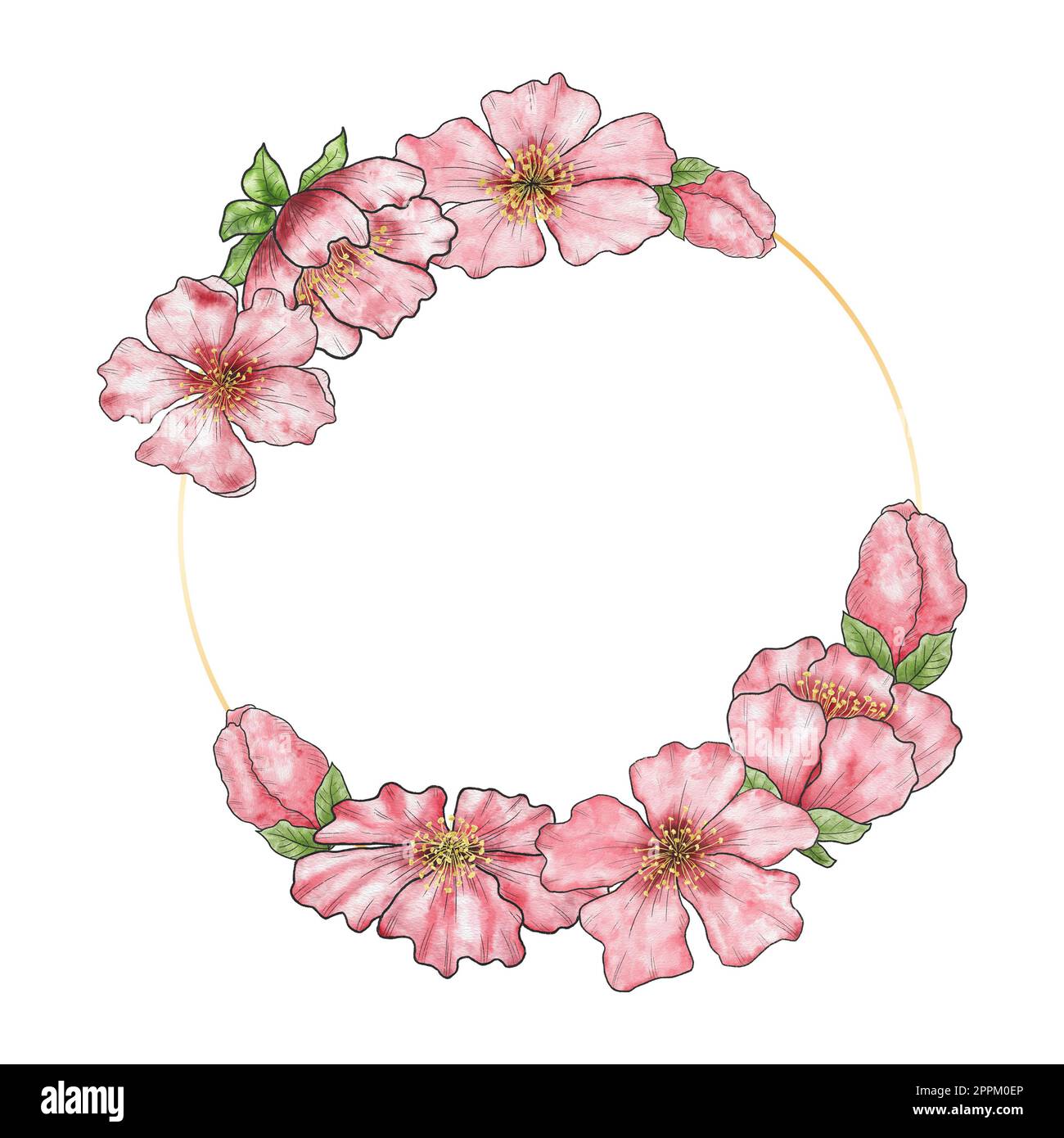 Cherry blossom. Invitation, card, banner with watercolor pink cherry ...