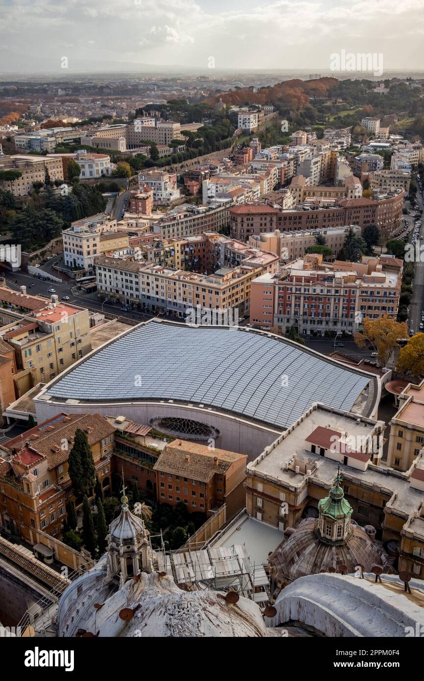 Vatican City, St. Peter's Basilica Dome terrace tour view in sunny ...