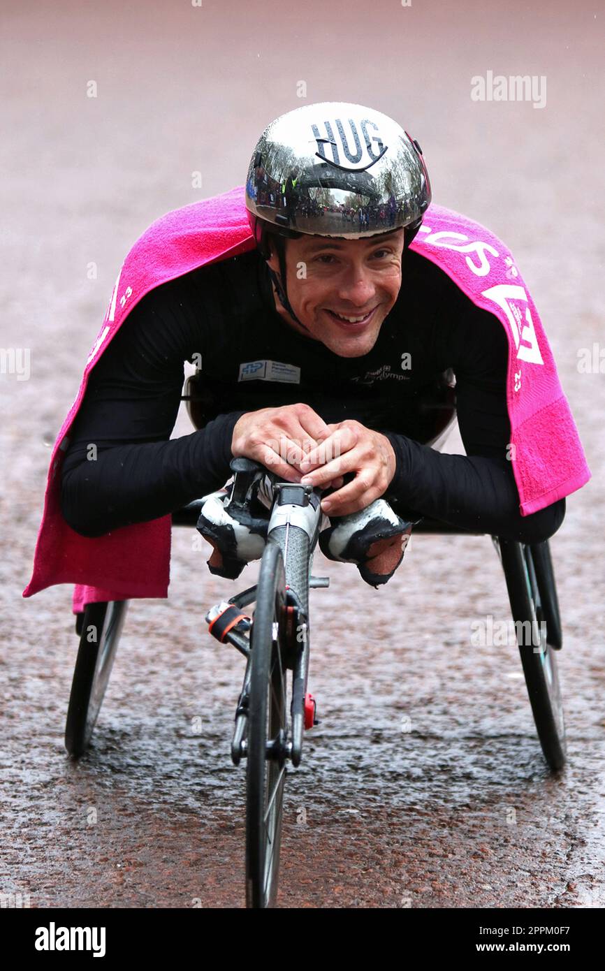 Marcel Hug of Switzerland winning the 2023 mens Wheelchair T54 TCS ...