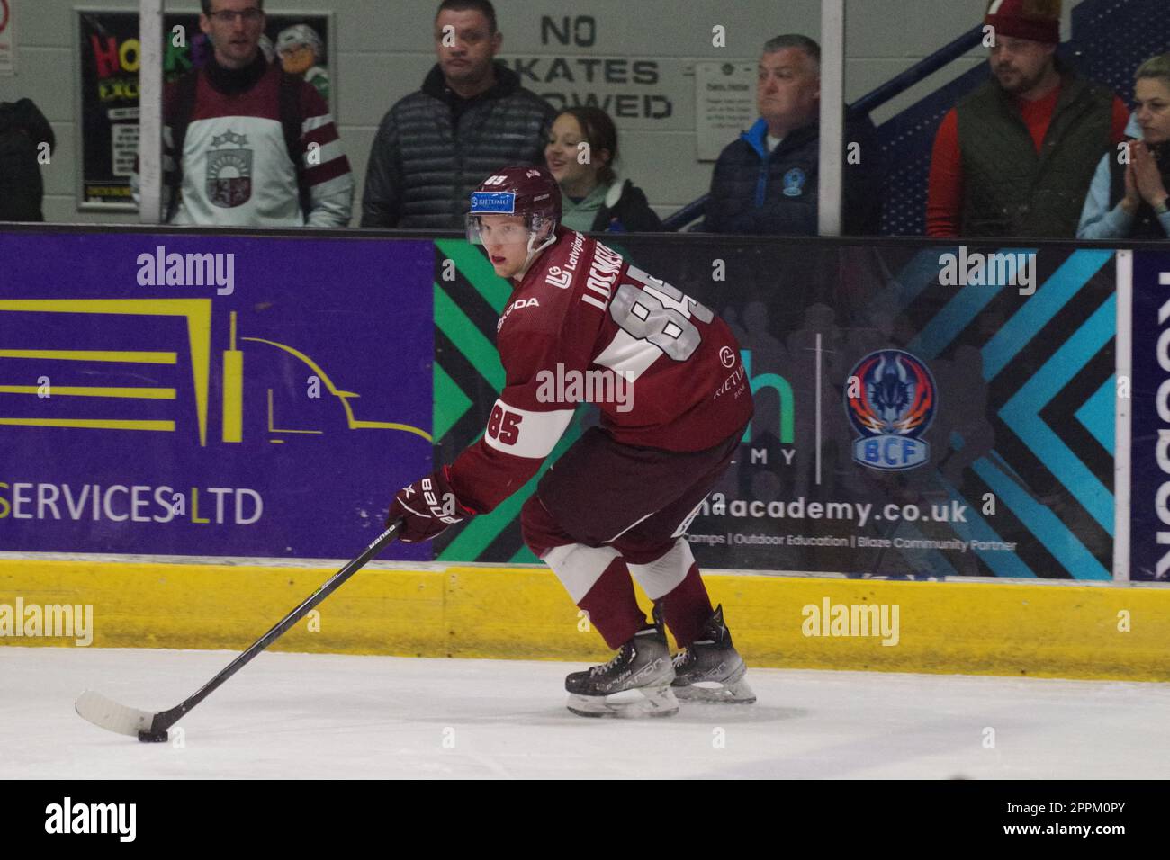 Coventry, England, 23 April 2023. Dans Locmelis playing for Latvia ...