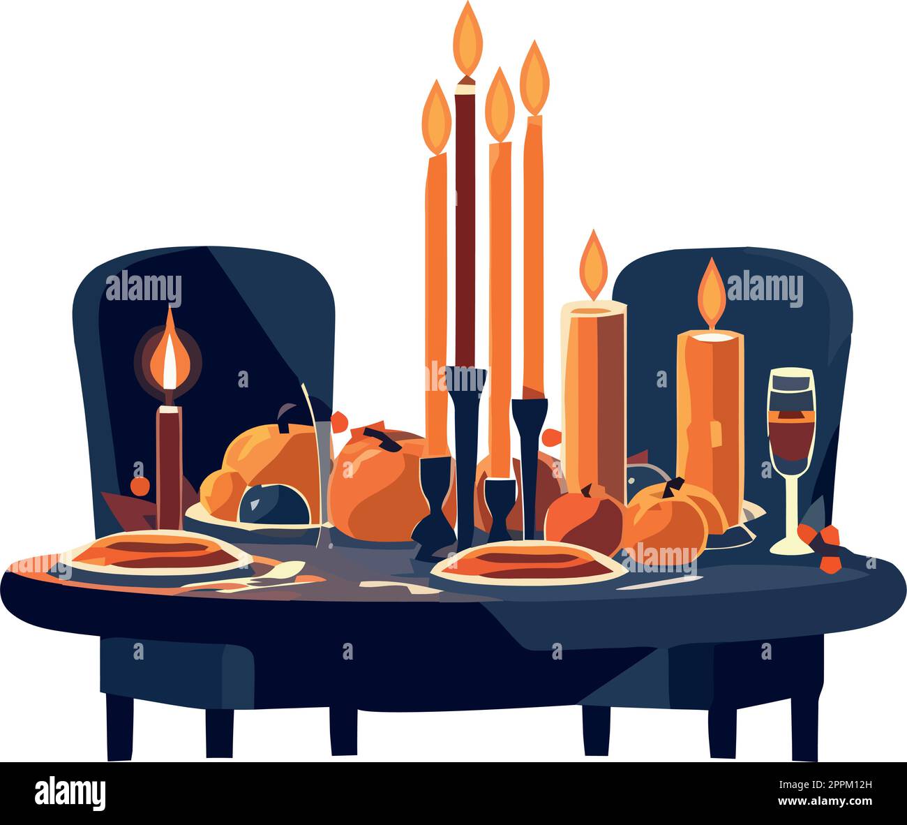 Table candle holder vector hi-res stock photography and images - Alamy