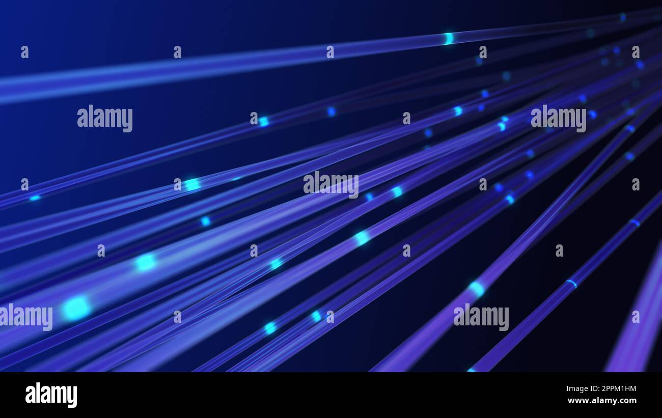 Optical fiber lines transmitting data with bright light Stock Photo - Alamy