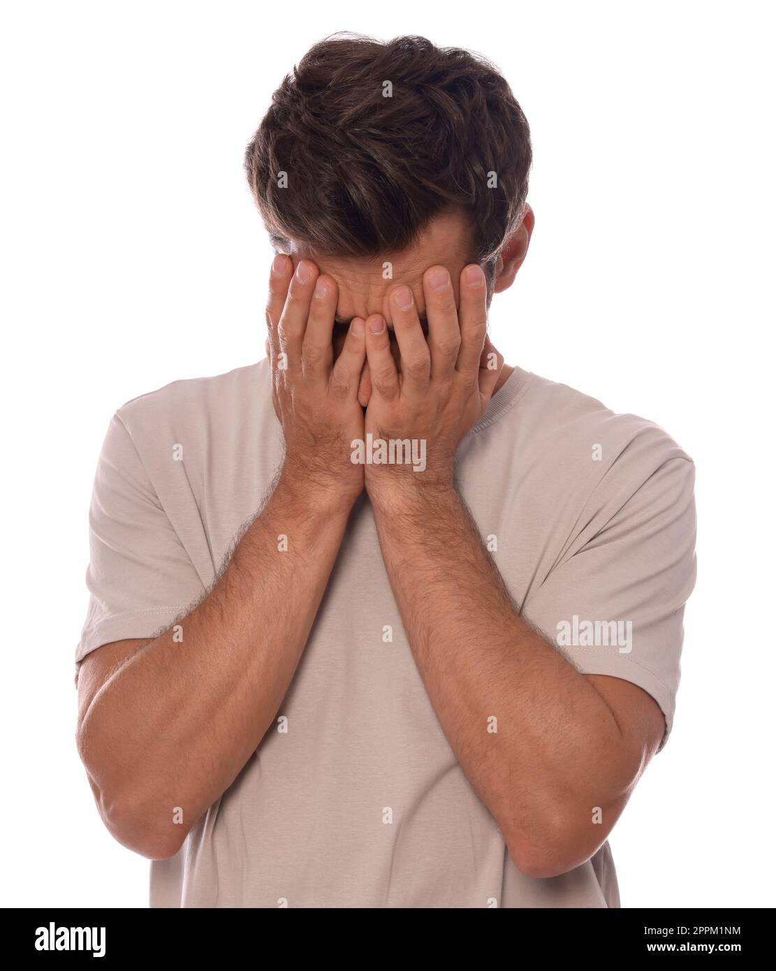 Crying white man hands on hi-res stock photography and images - Alamy