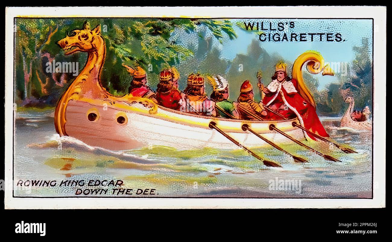 Rowing King Edgar Down the Dee - Vintage British Cigarette Card ...