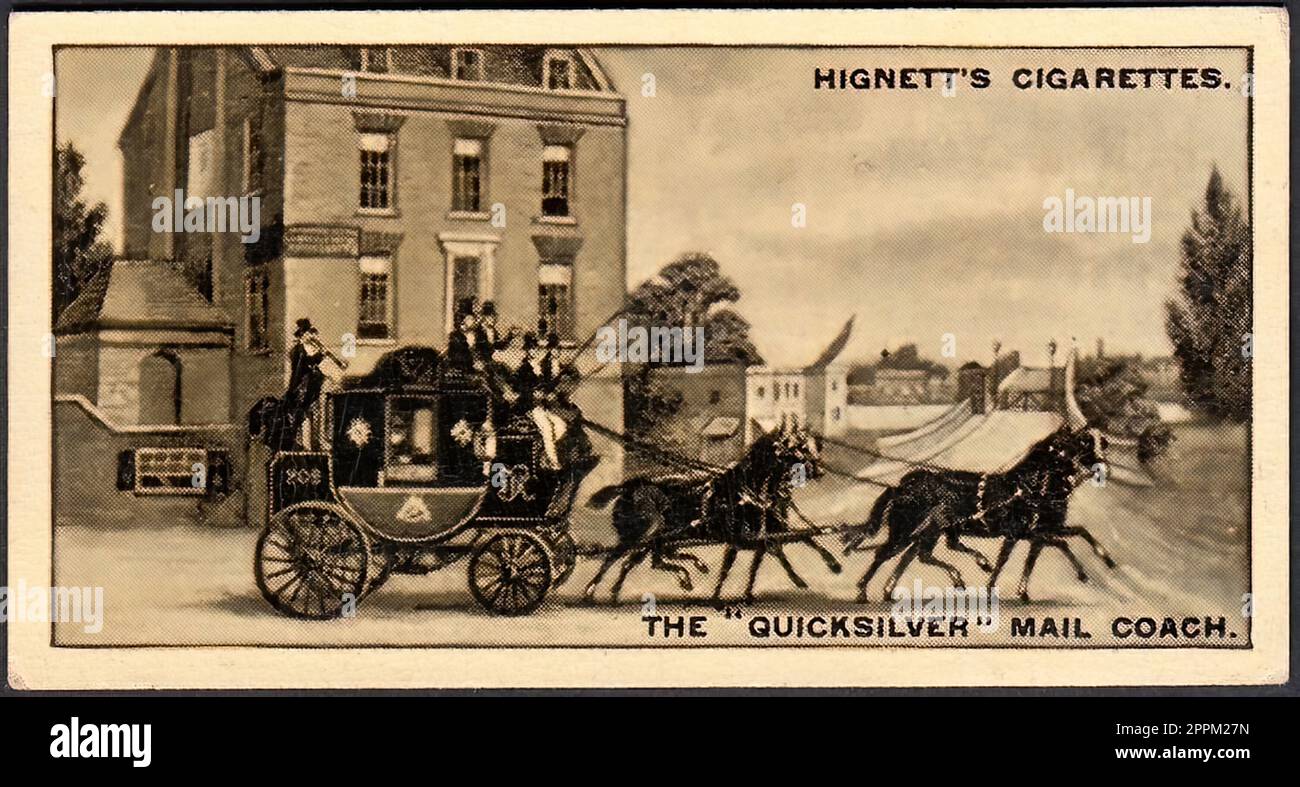 The Quicksilver Mail coach - Vintage British Cigarette Card - Victorian ...