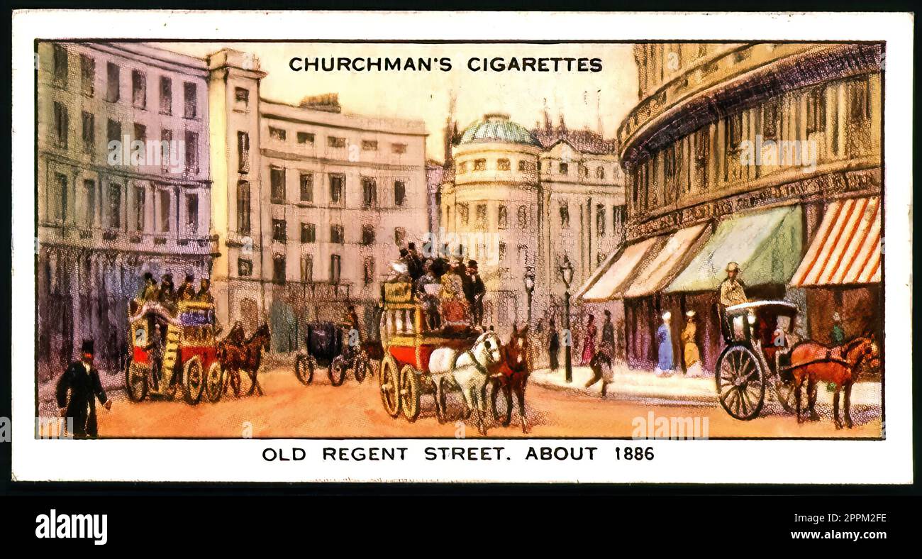 Old Regent Street, London - Vintage British Cigarette Card - Victorian ...