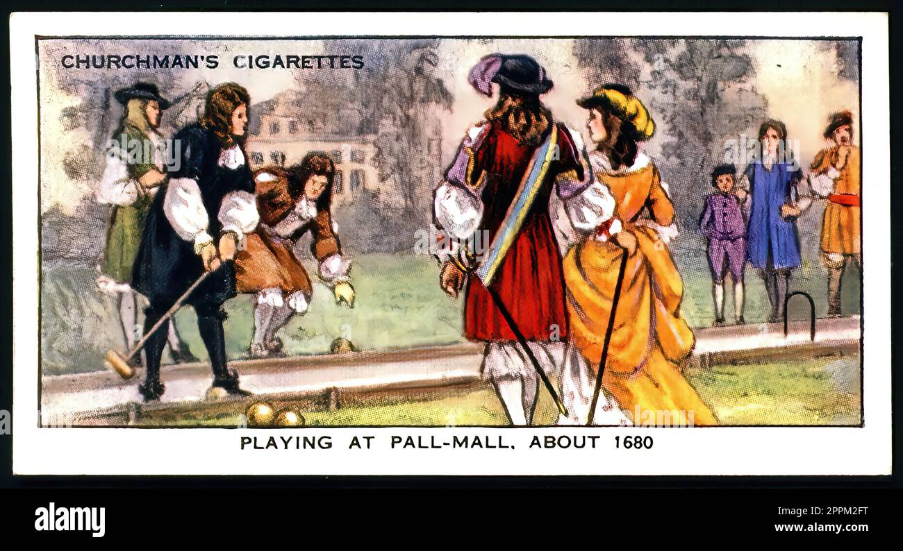 Playing Pall-Mall - Vintage British Cigarette Card - Victorian Era ...
