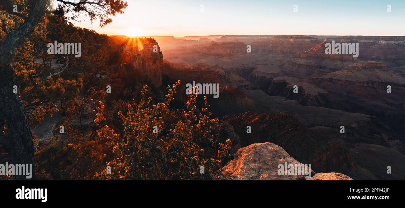 Grand Canyon South Rim, Sunset, Powell Point, Arizona, USA. Travel and ...