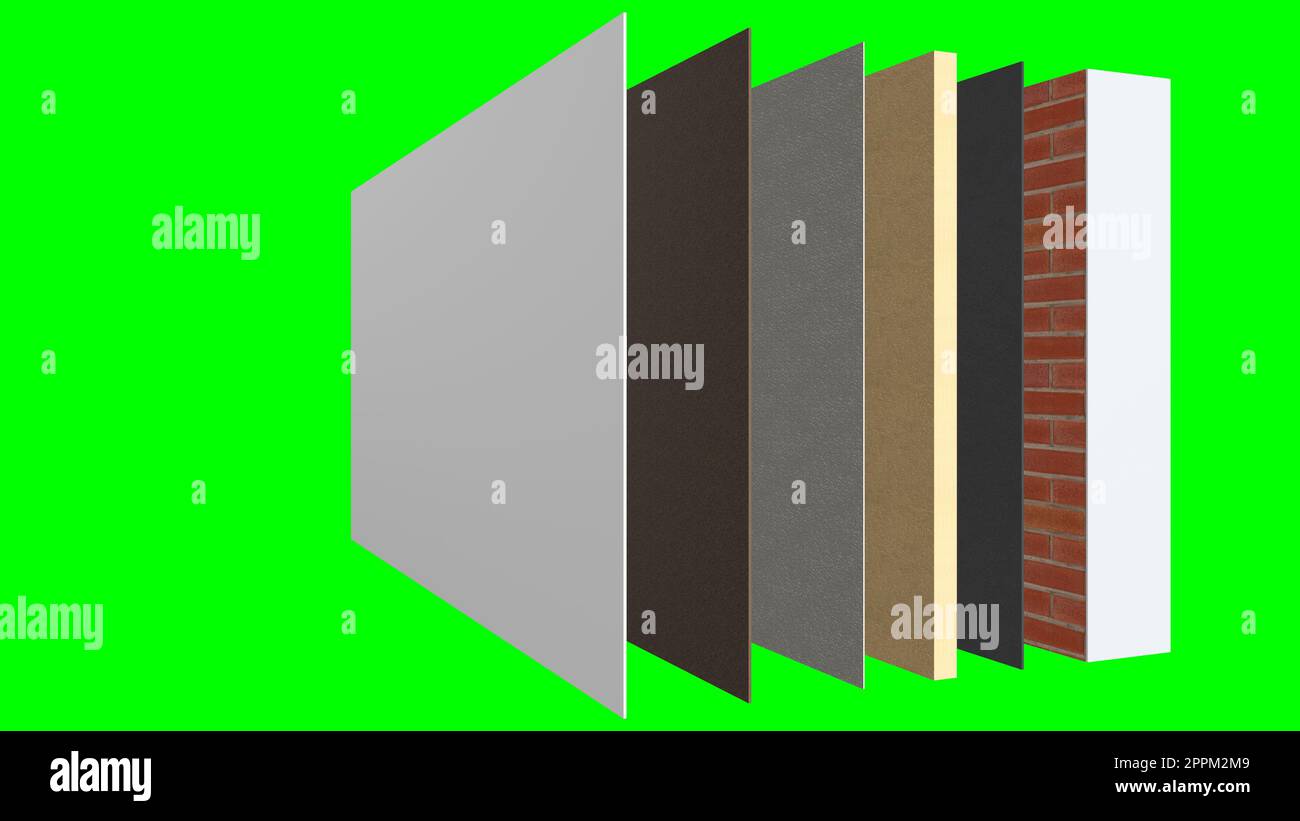 Wall insulation layers on green screen Stock Photo - Alamy