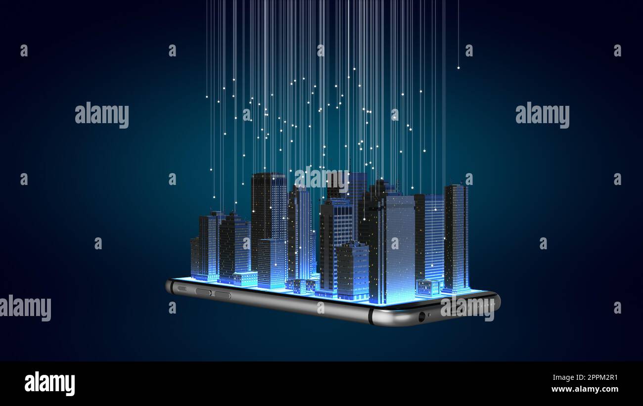 Concept of future smart wireless digital city Stock Photo - Alamy