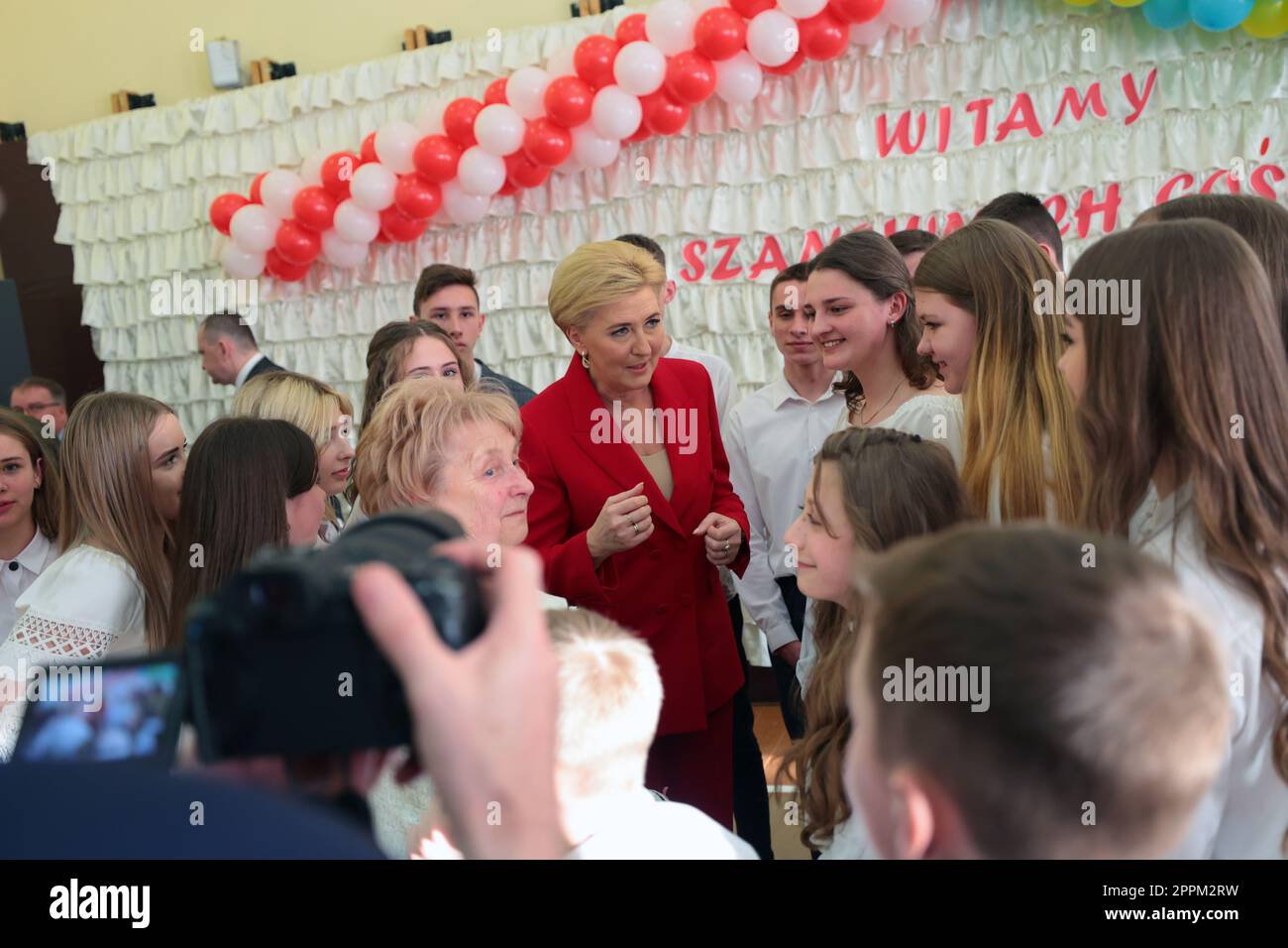 MOSTYSKA, UKRAINE - APRIL 21, 2023 - First Lady of Poland Agata ...