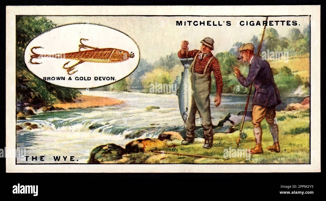 Fishing on the River Wye - Vintage British Cigarette Card - Victorian ...