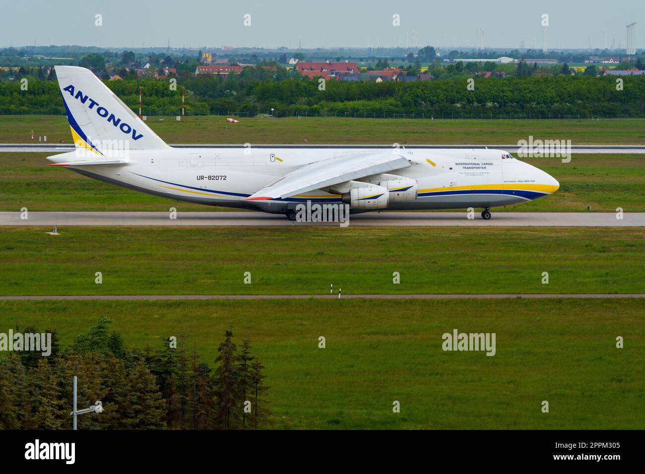 An Antonov 124-100 aircraft is pictured on the runway at Leipzig ...