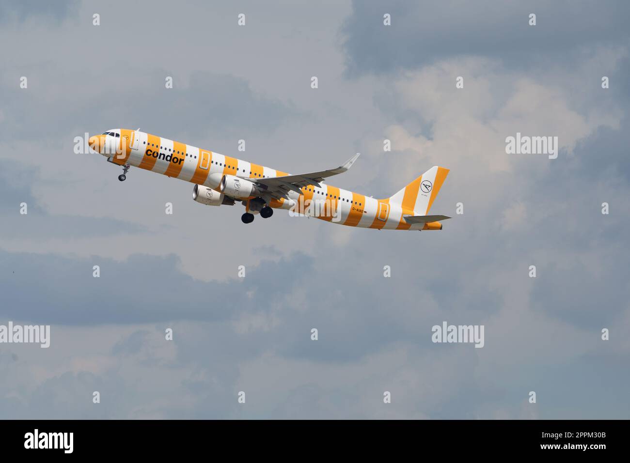 A magnificent Airbus A321-200 Condor jet with eye-catching orange ...