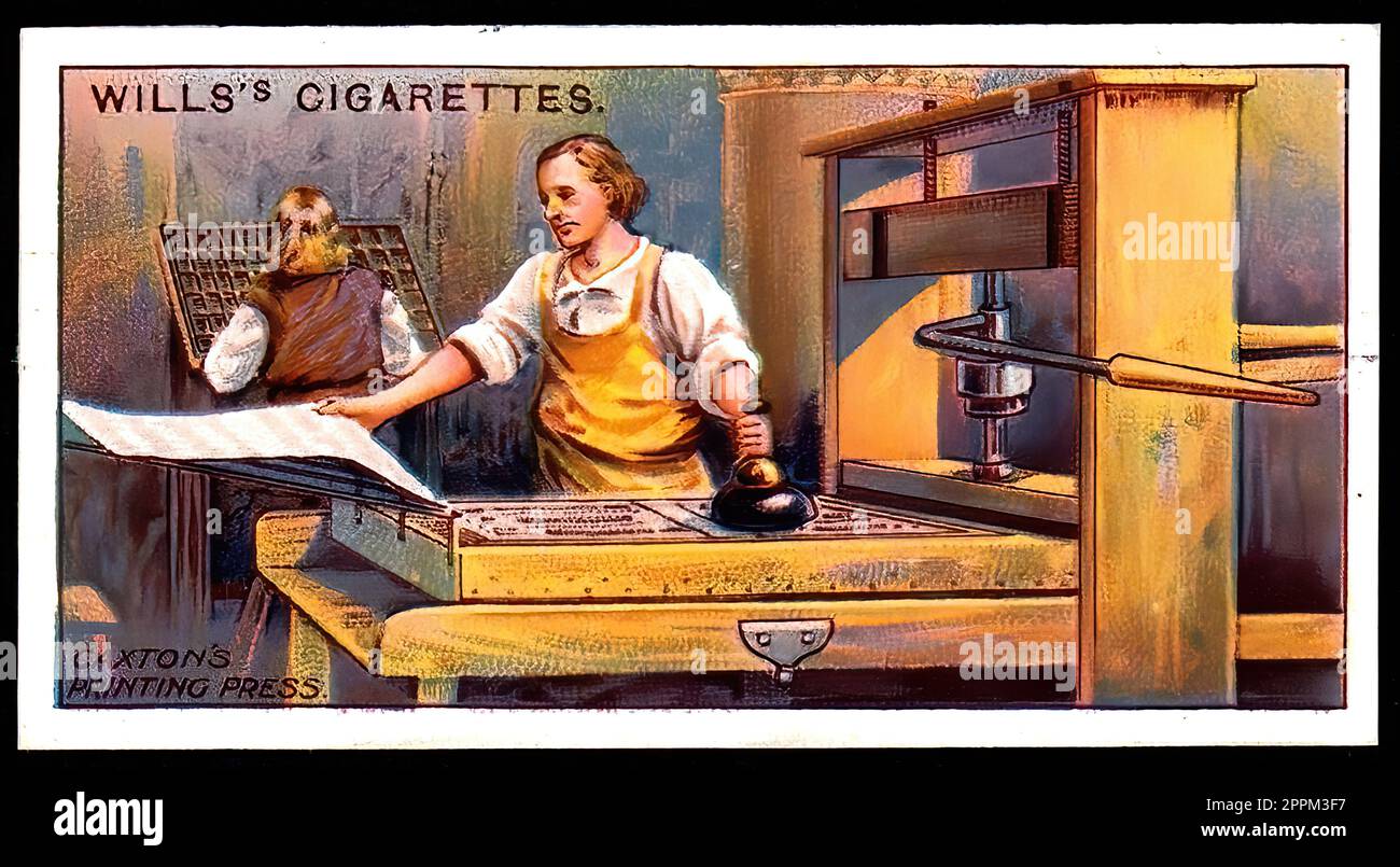 Caxton's Printing Press - Vintage British Cigarette Card - Victorian ...