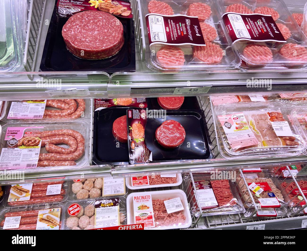 semi-finished minced meat products with prices Stock Photo - Alamy