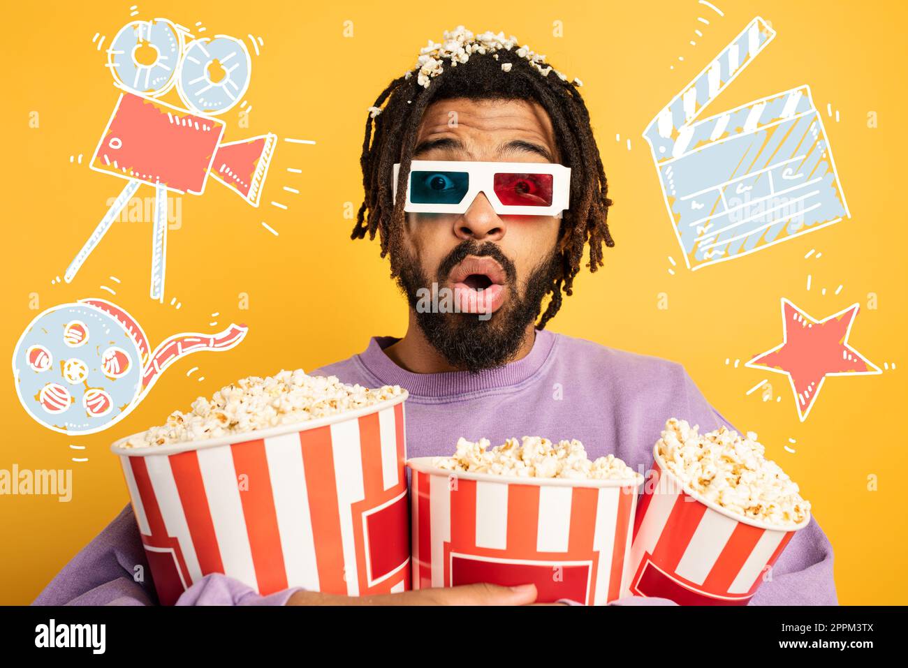 Boy has fun watching a film. concept of entertainment and streaming tv ...