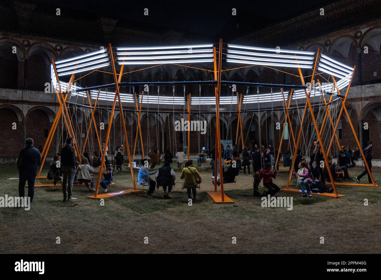 Milan, Italy - april 23 2023 -Fuorisalone Milan design week - Interni Design Re-Evolution at ...
