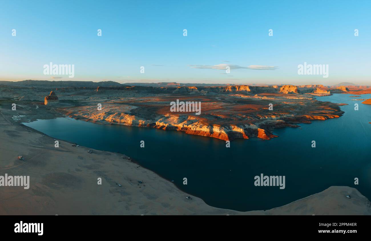 Aerial view of Lake Powell near Navajo Mountain, the San Juan River and ...