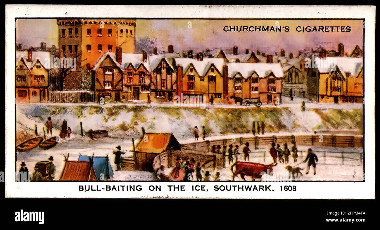 Bull Baiting on the Ice at Southwark - Vintage British Cigarette Card ...