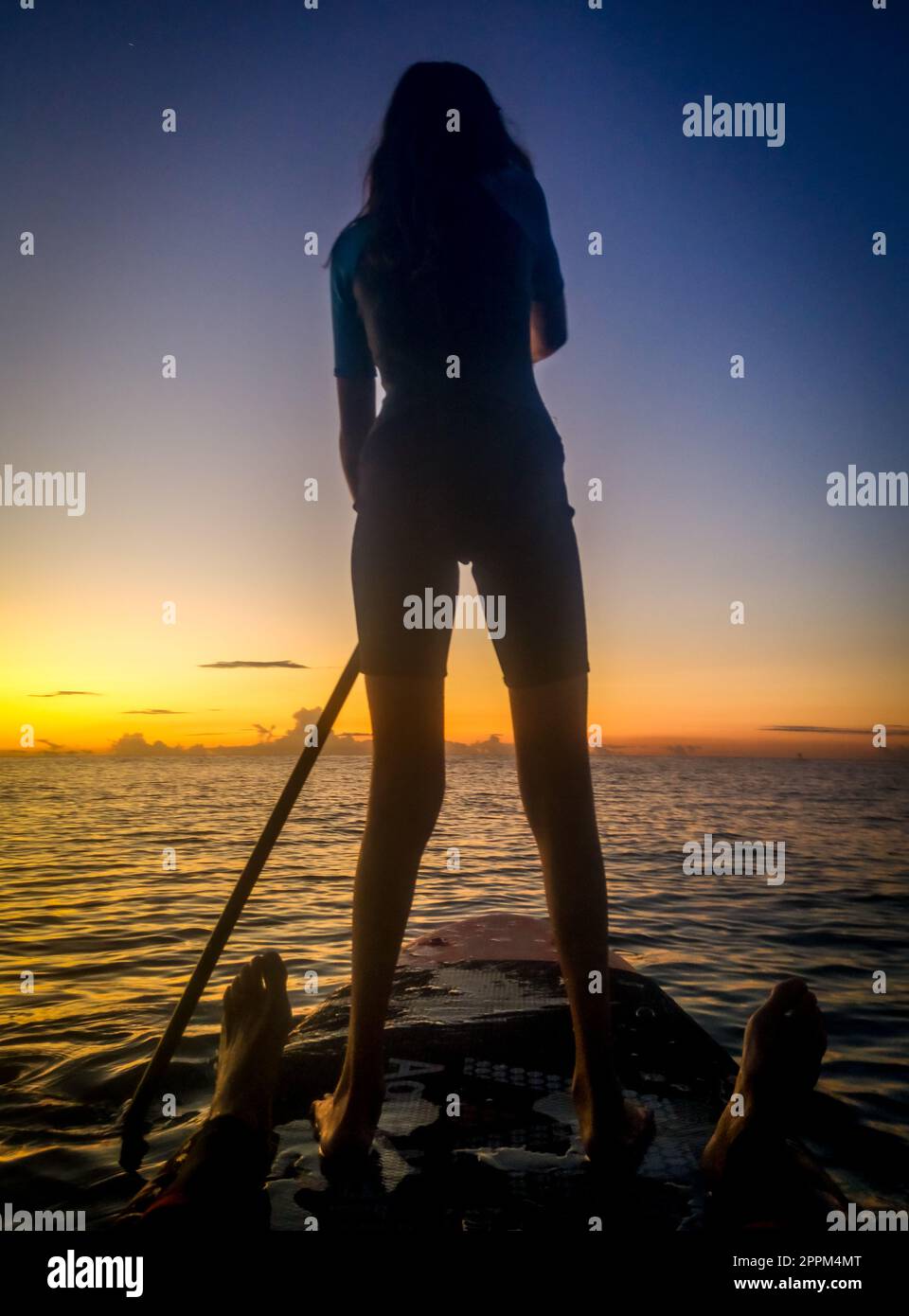 Woman silhouette paddle surf hi-res stock photography and images - Alamy