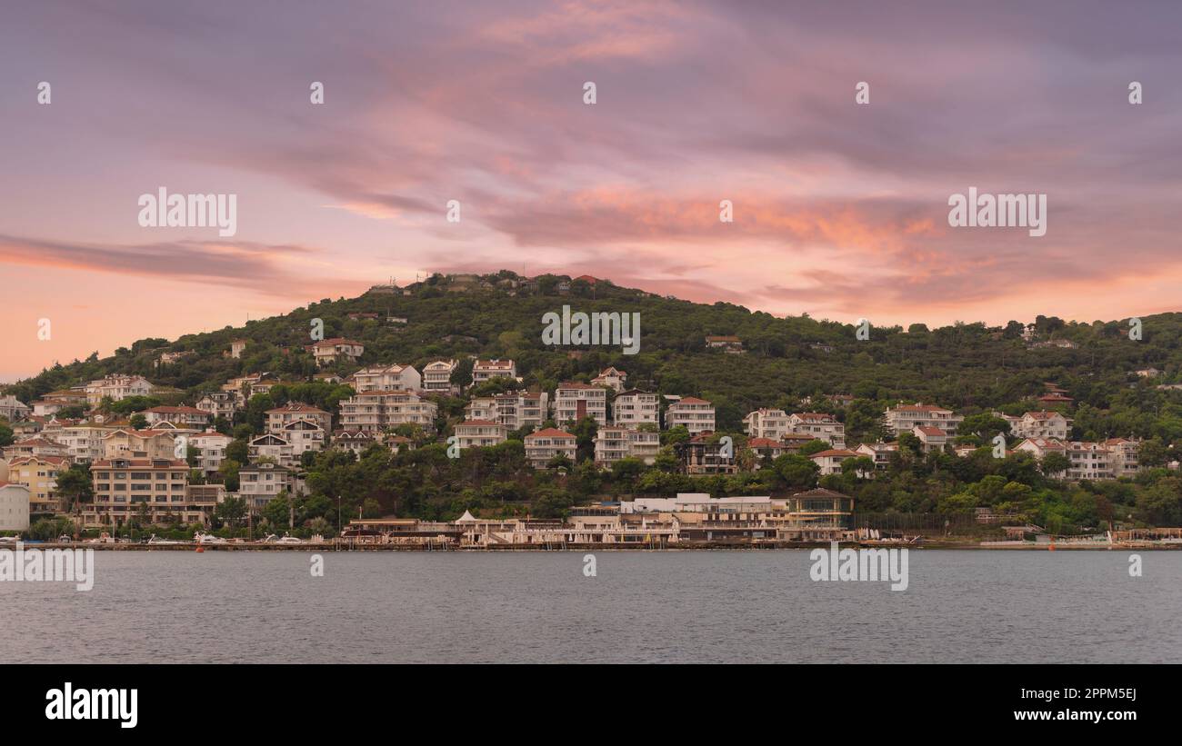 View of the hills of Kinaliada island from Marmara Sea, with ...