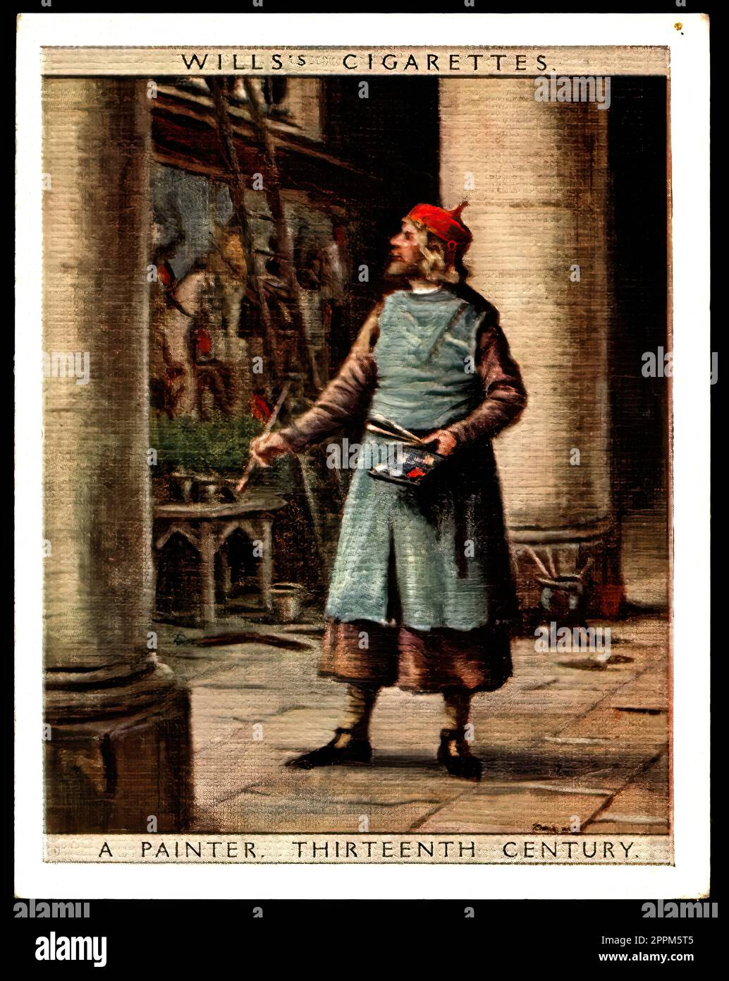 Painters Costume, 13th Century - Vintage British Cigarette Card ...