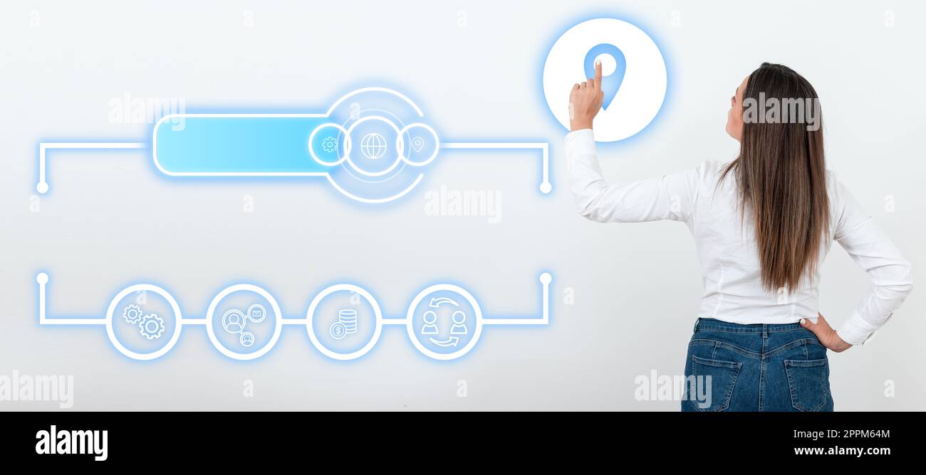 Women pushing button hi-res stock photography and images - Alamy