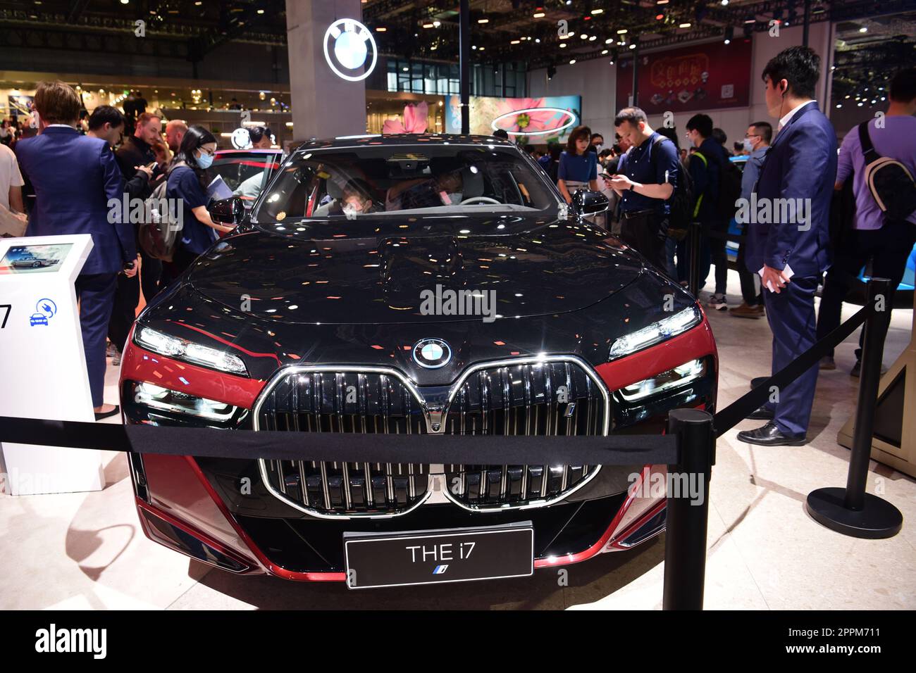 SHANGHAI, CHINA - APRIL 21, 2023 - Visitors look at THE i7 HYDROGEN ...