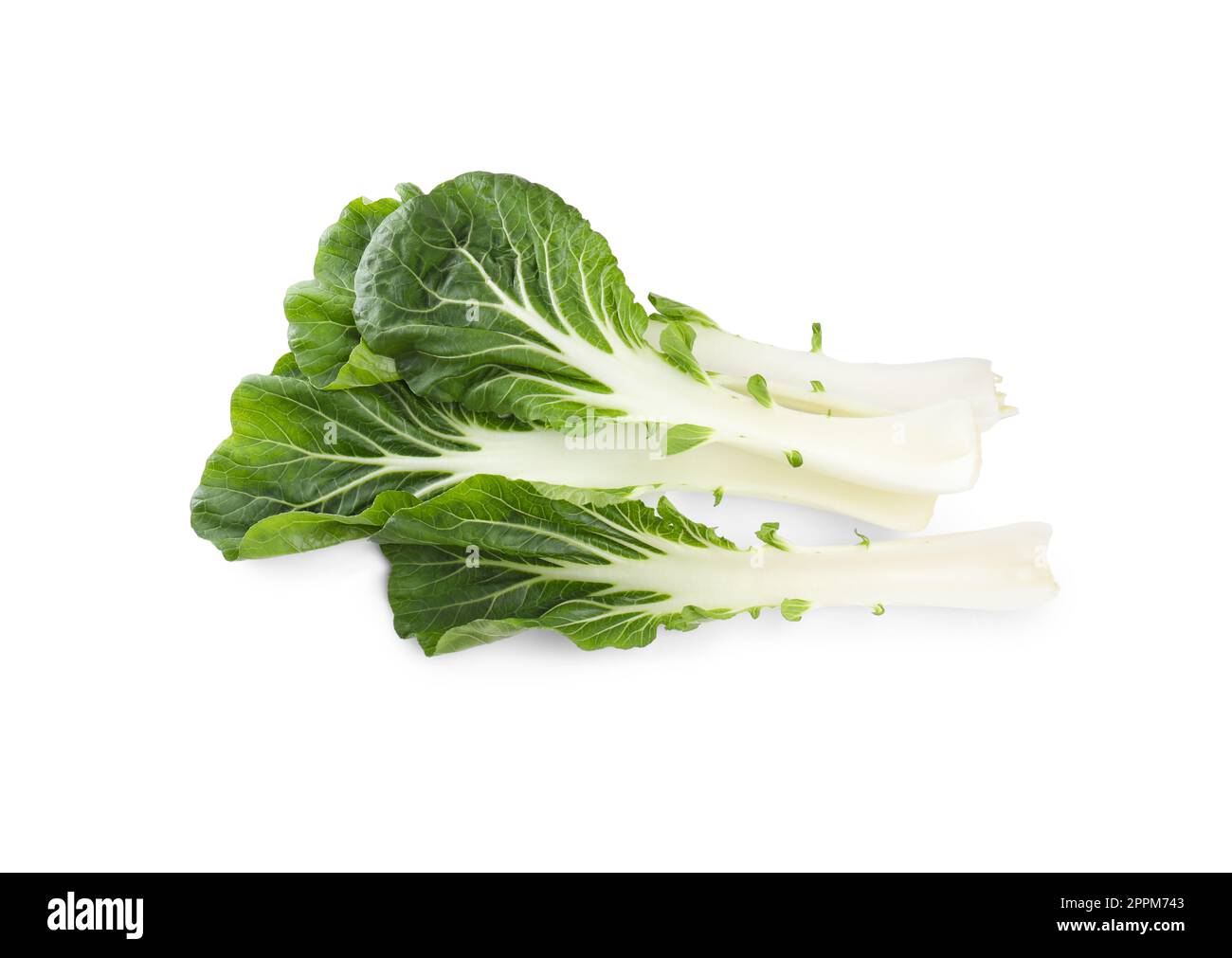 Fresh leaves of green pak choy cabbage on white background, top view ...