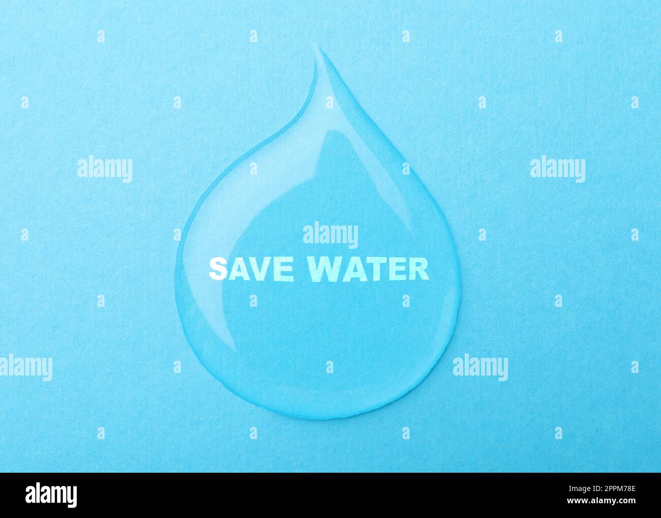 Save Water concept. Drop on light blue background Stock Photo - Alamy