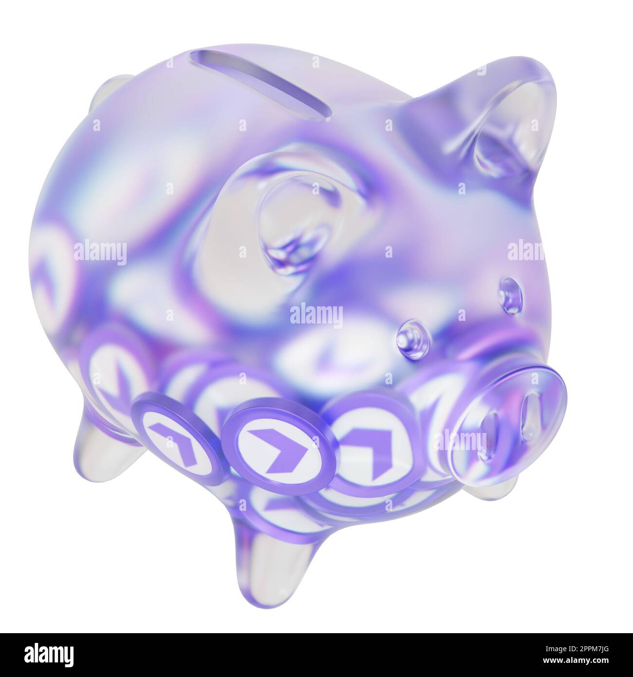 Everscale (EVER) Clear Glass piggy bank with decreasing piles of crypto ...