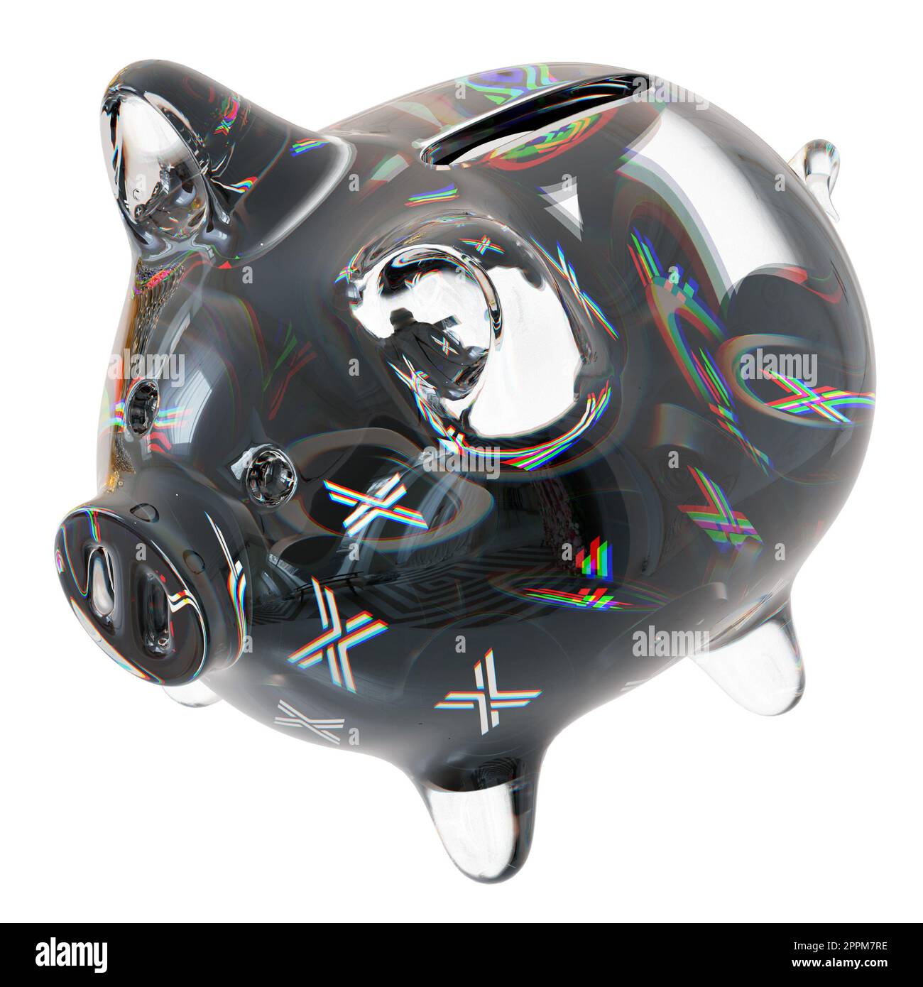 Immutable X (IMX) Clear Glass piggy bank with decreasing piles of ...