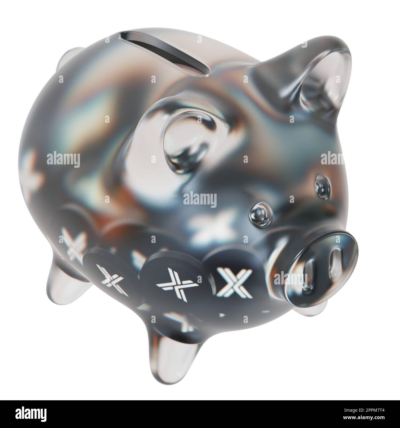 Immutable X (IMX) Clear Glass piggy bank with decreasing piles of ...