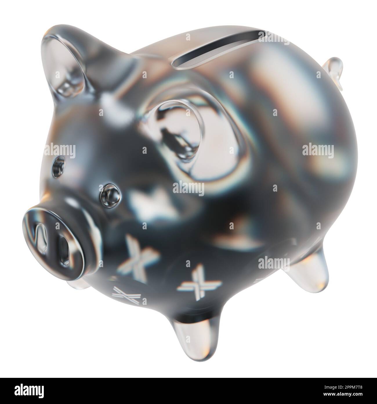 Immutable X (IMX) Clear Glass piggy bank with decreasing piles of ...